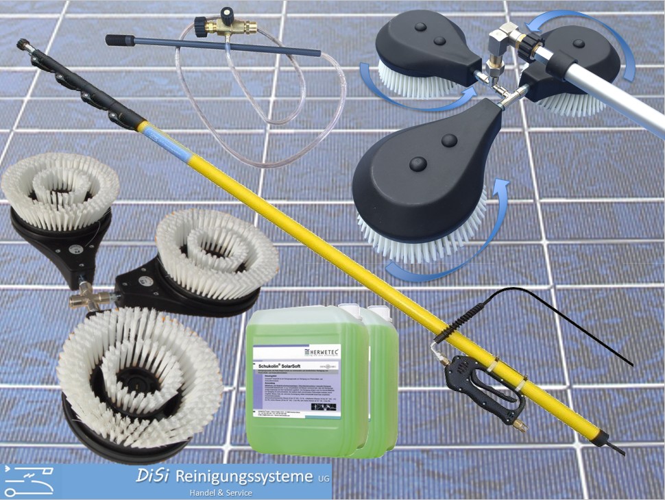 Solar PV Photovoltaik Reinigung 3er Waschbürste rotierend FIBERGLAS ...